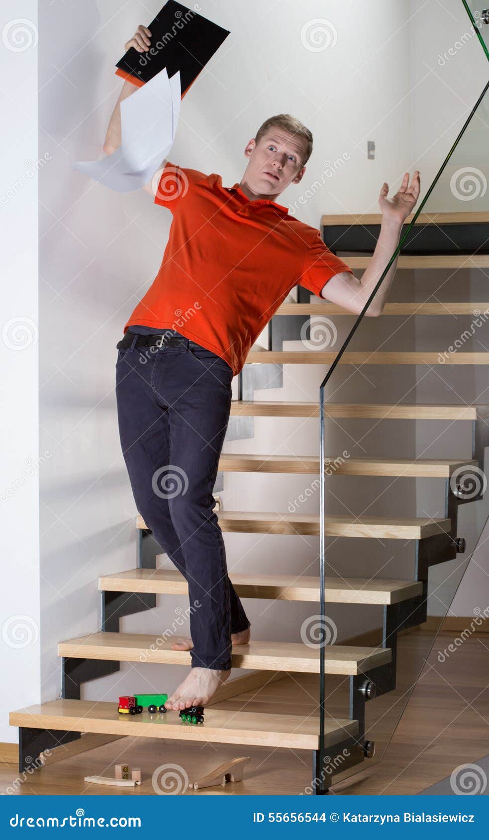 Man slipped on a toy stock photo. Image of failure, fall - 55656544