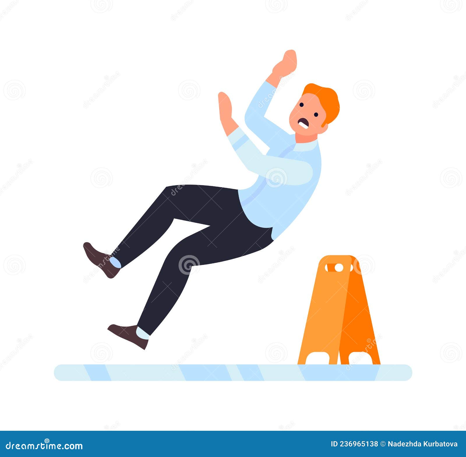 Man Slipping on Wet Floor. Guy Falling Down Stock Vector - Illustration ...
