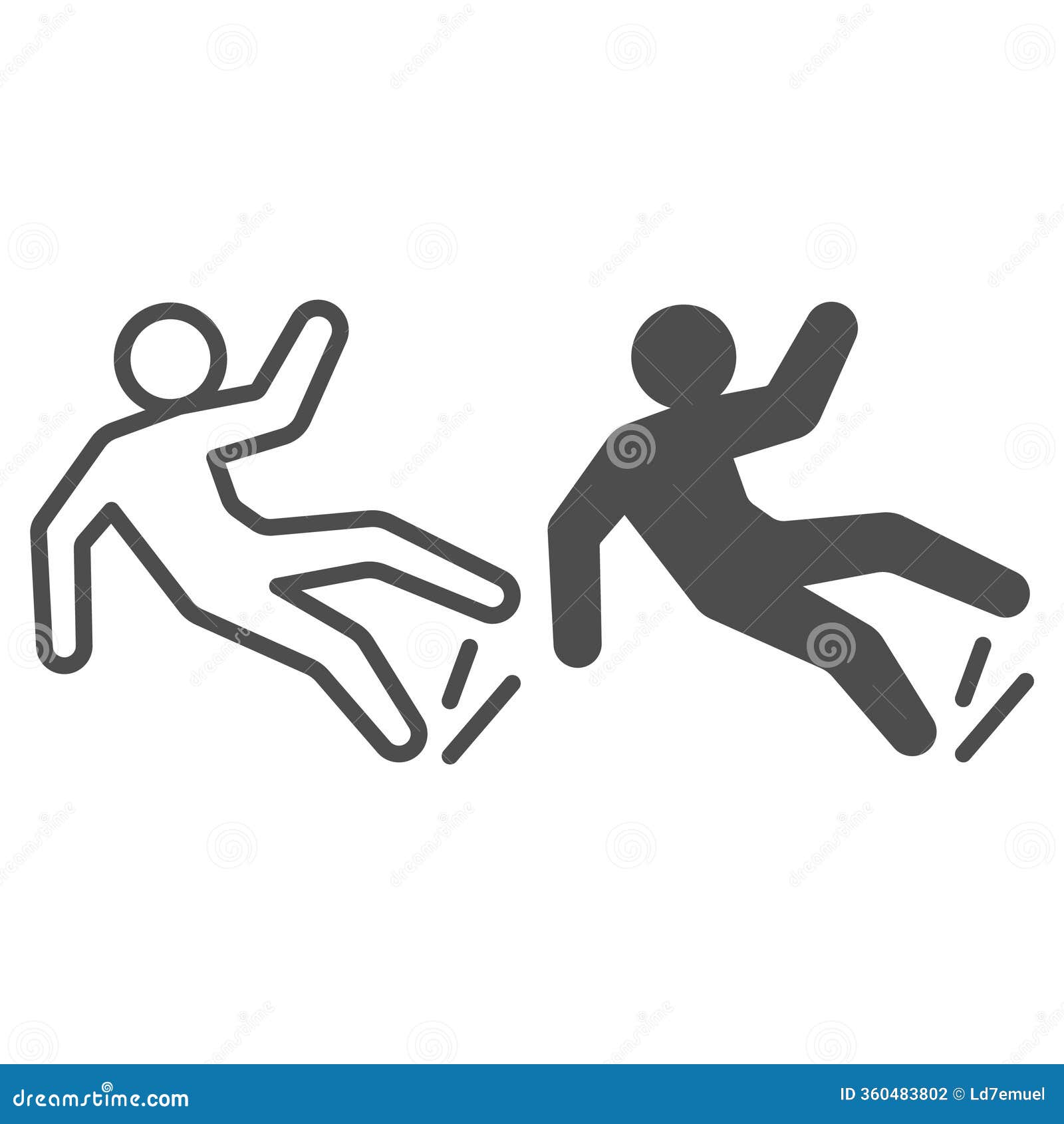 Man Slips Warning Line Icon, Labor Protection, Worker Safety Concept ...