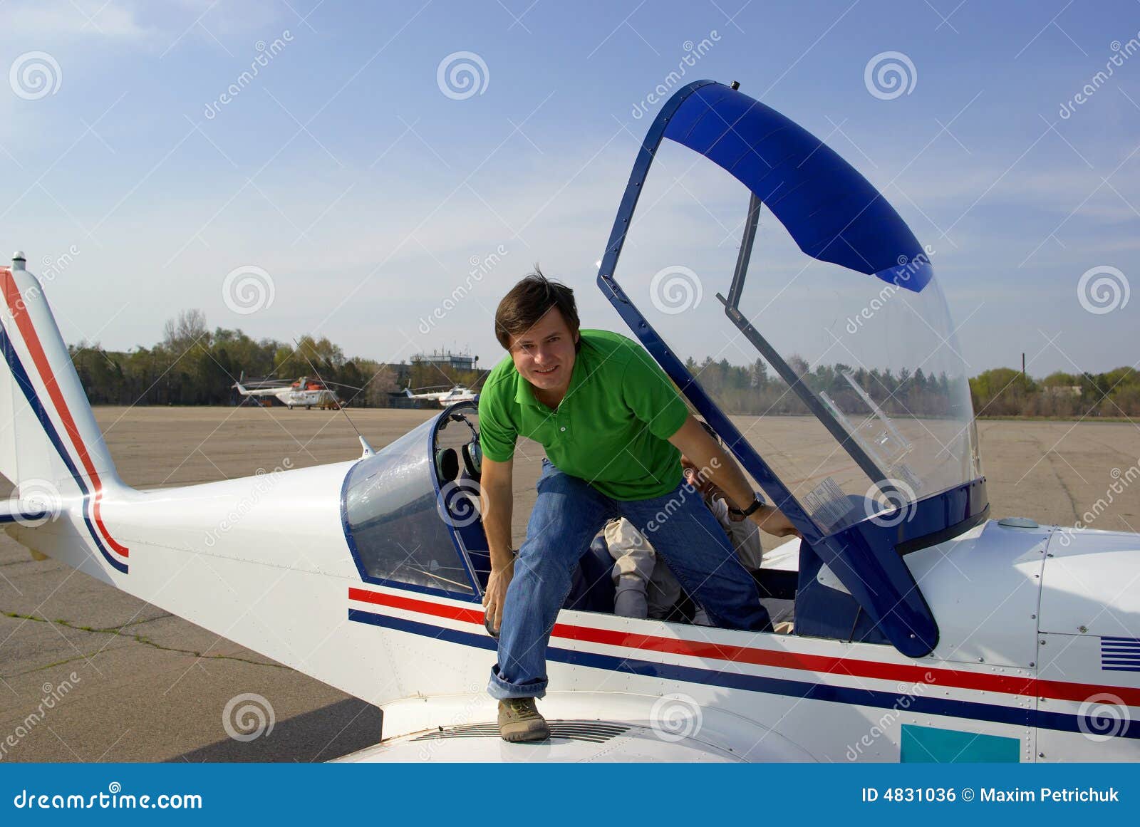 Man in small airplane stock photo. Image of luxury, mature - 4831036