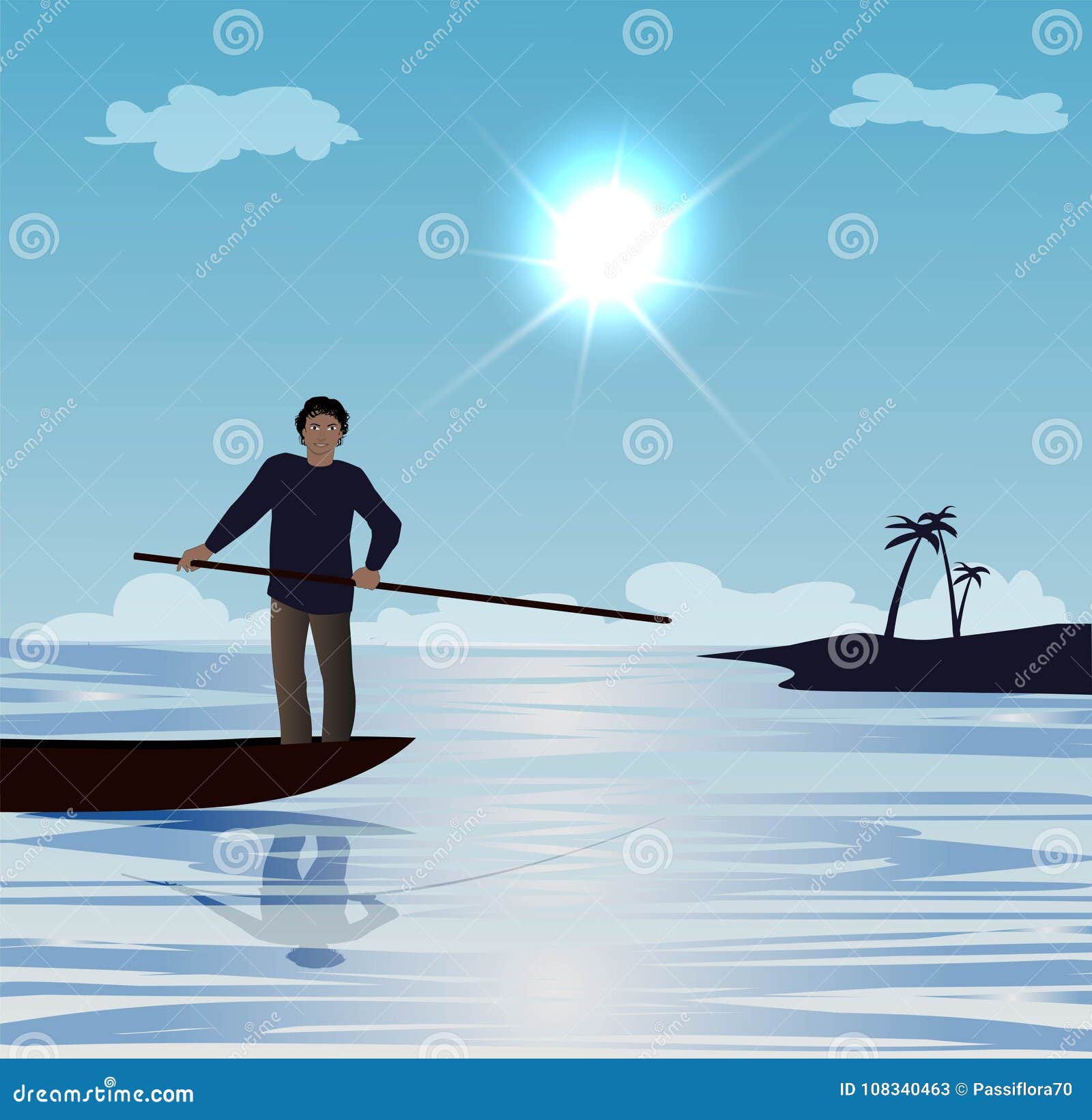 Man on small boat stock vector. Illustration of boat - 108340463