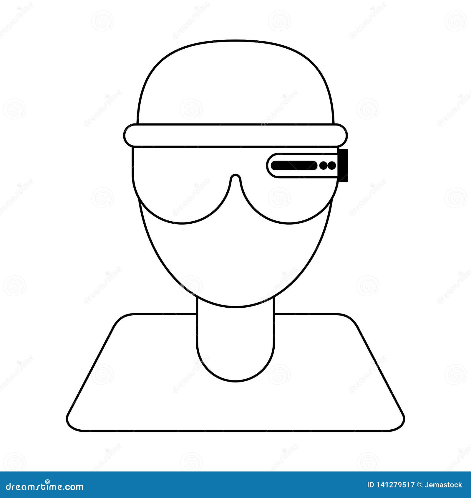 Man with Smart Glasses Avatar in Black and White Stock Vector ...