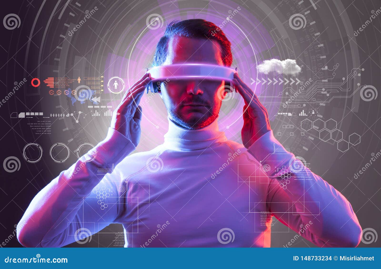 Man with smart glasses stock photo. Image of communication - 148733234