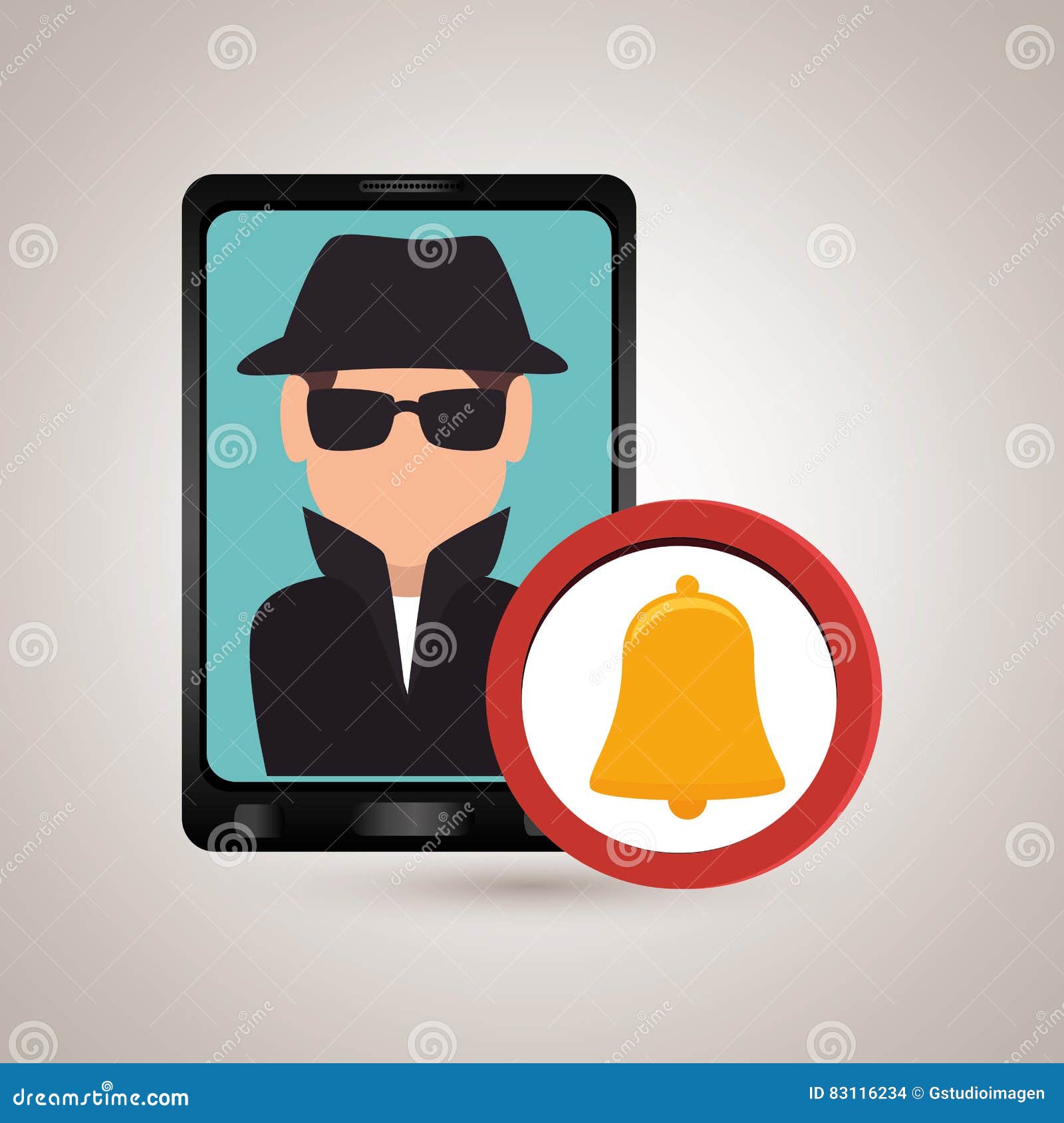 Man Smartphone Detective Secure Stock Illustration - Illustration of ...