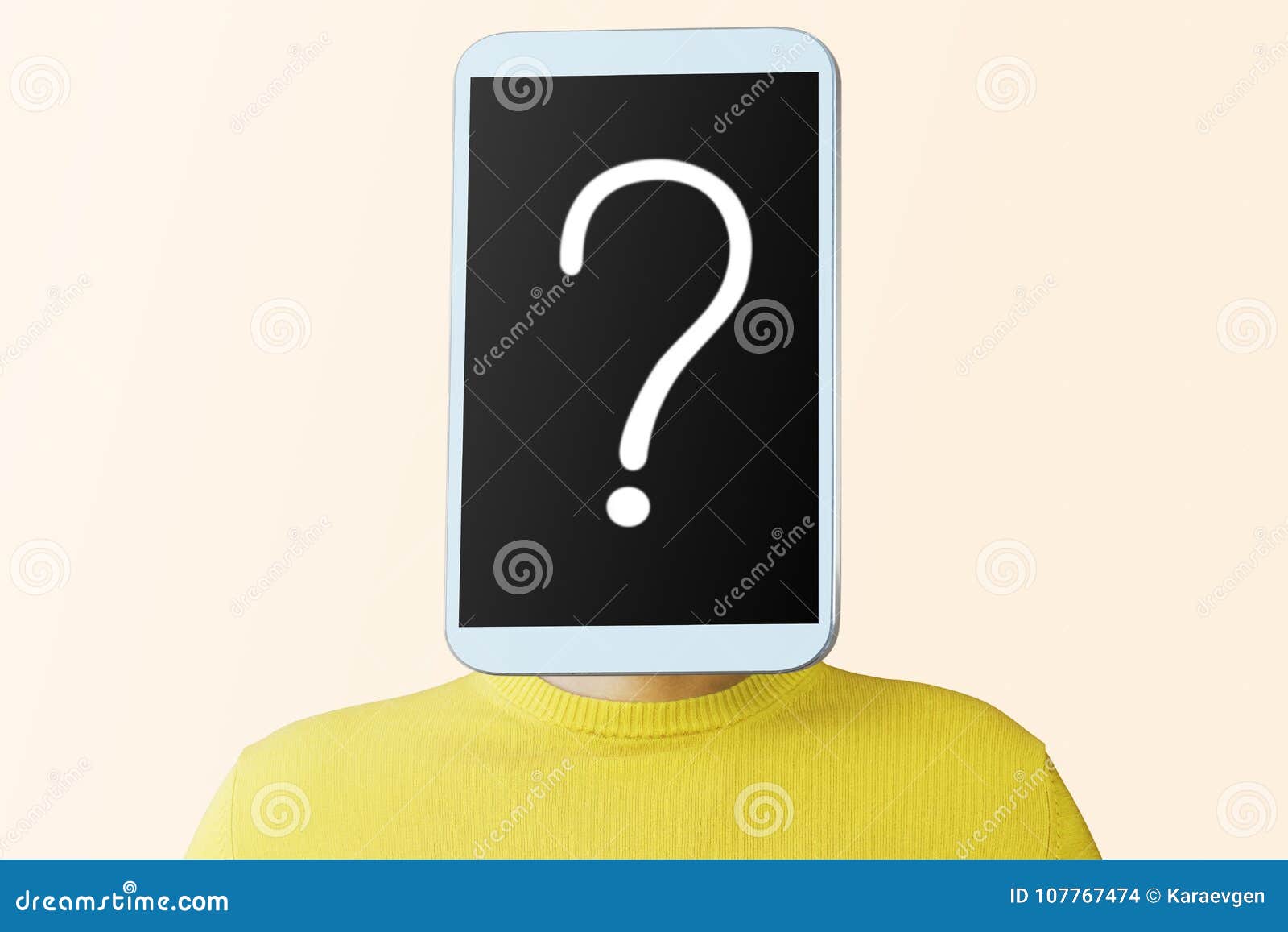 A Man with a Smartphone instead of Head. Stock Photo - Image of ...