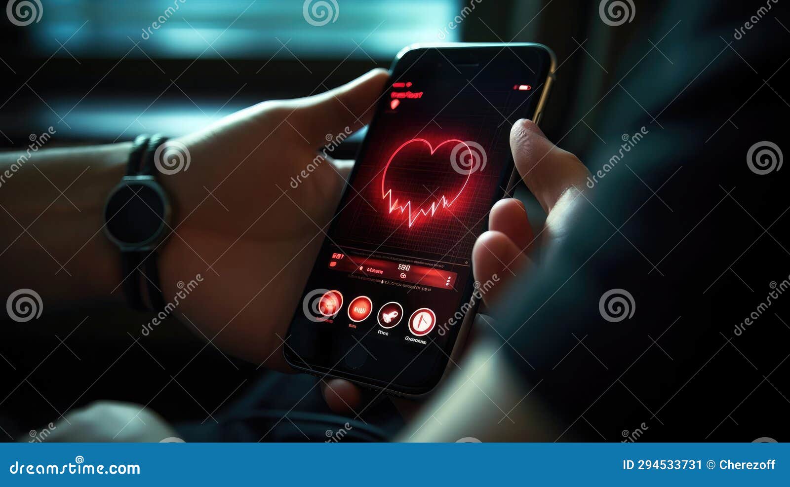 Man with Smartphone and Health Tracking App Stock Illustration ...