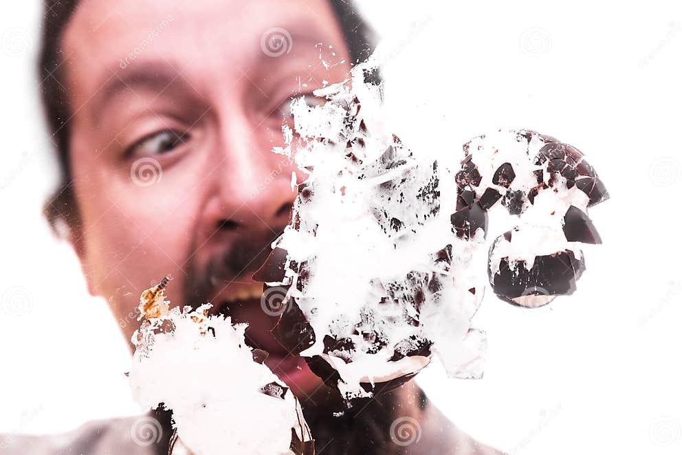 Man with Smashed Chocolate Marshmallow Stock Image - Image of glass ...