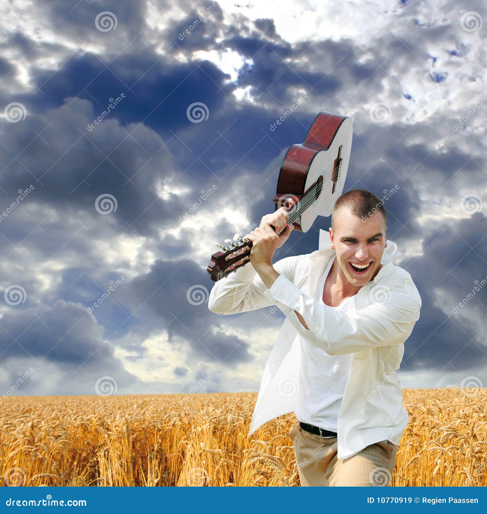 Man smashing guitar stock image. Image of enthusiasm - 10770919