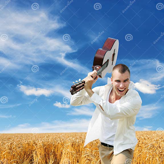 Man smashing guitar stock image. Image of chord, player - 10799873