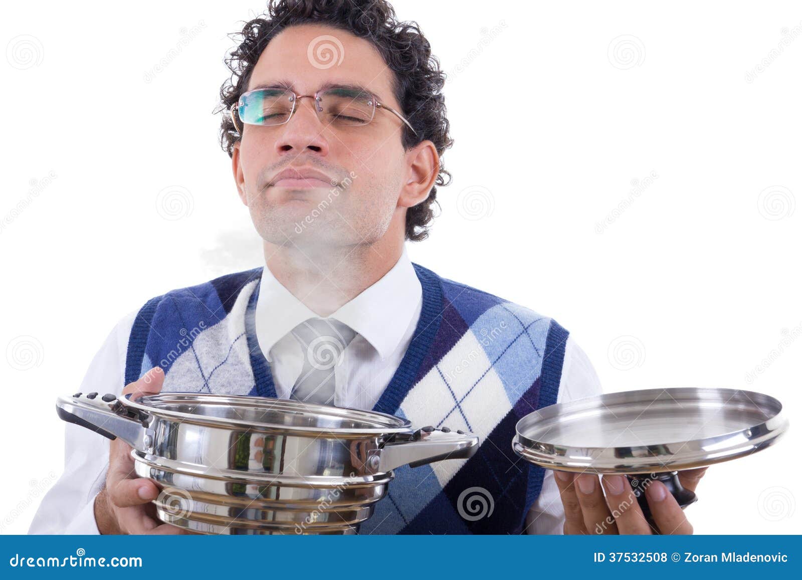 Man Smelling Delicious Lunch from Pot Stock Photo - Image of fresh ...