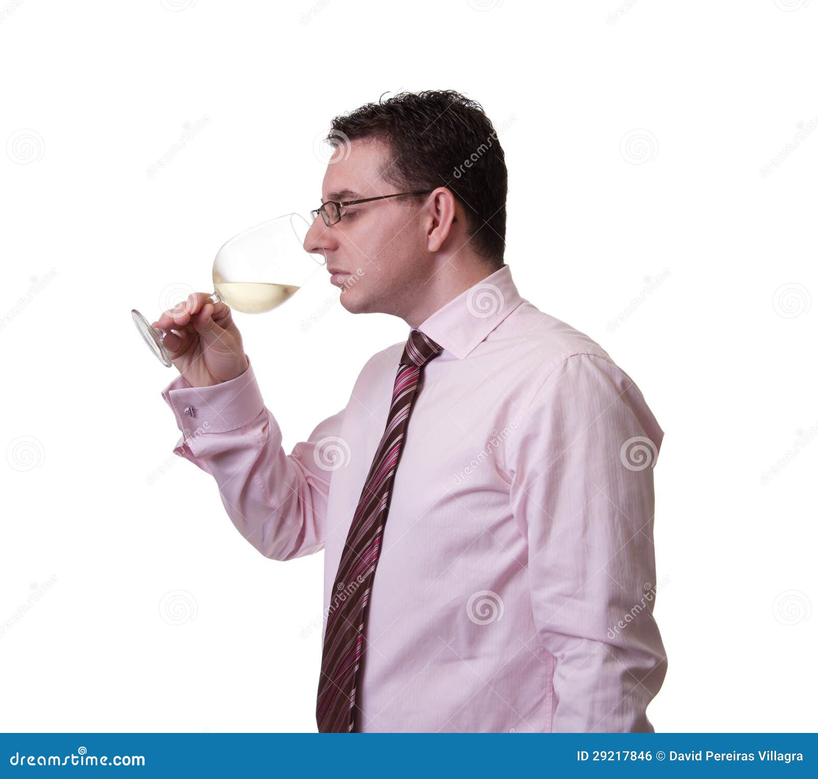 Man Smelling a Glass of White Wine Stock Photo - Image of profession ...