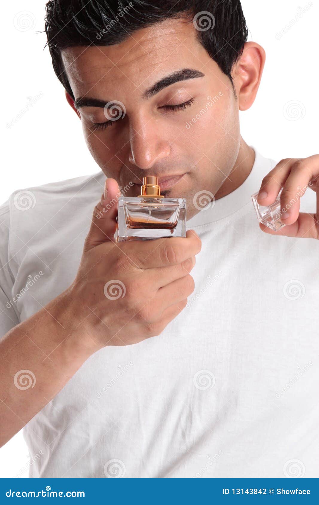 Man smelling perfume stock photo. Image of white, smelling - 13143842