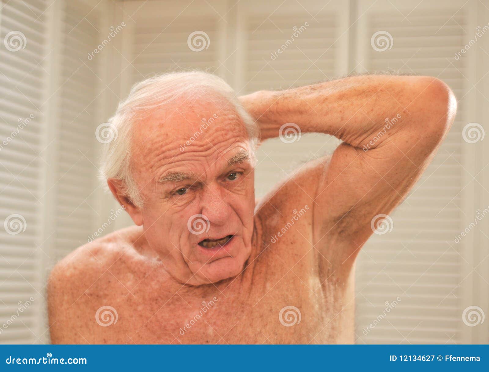 Man Smells His Arm Pit and Reacts Stock Image - Image of odoriferous ...