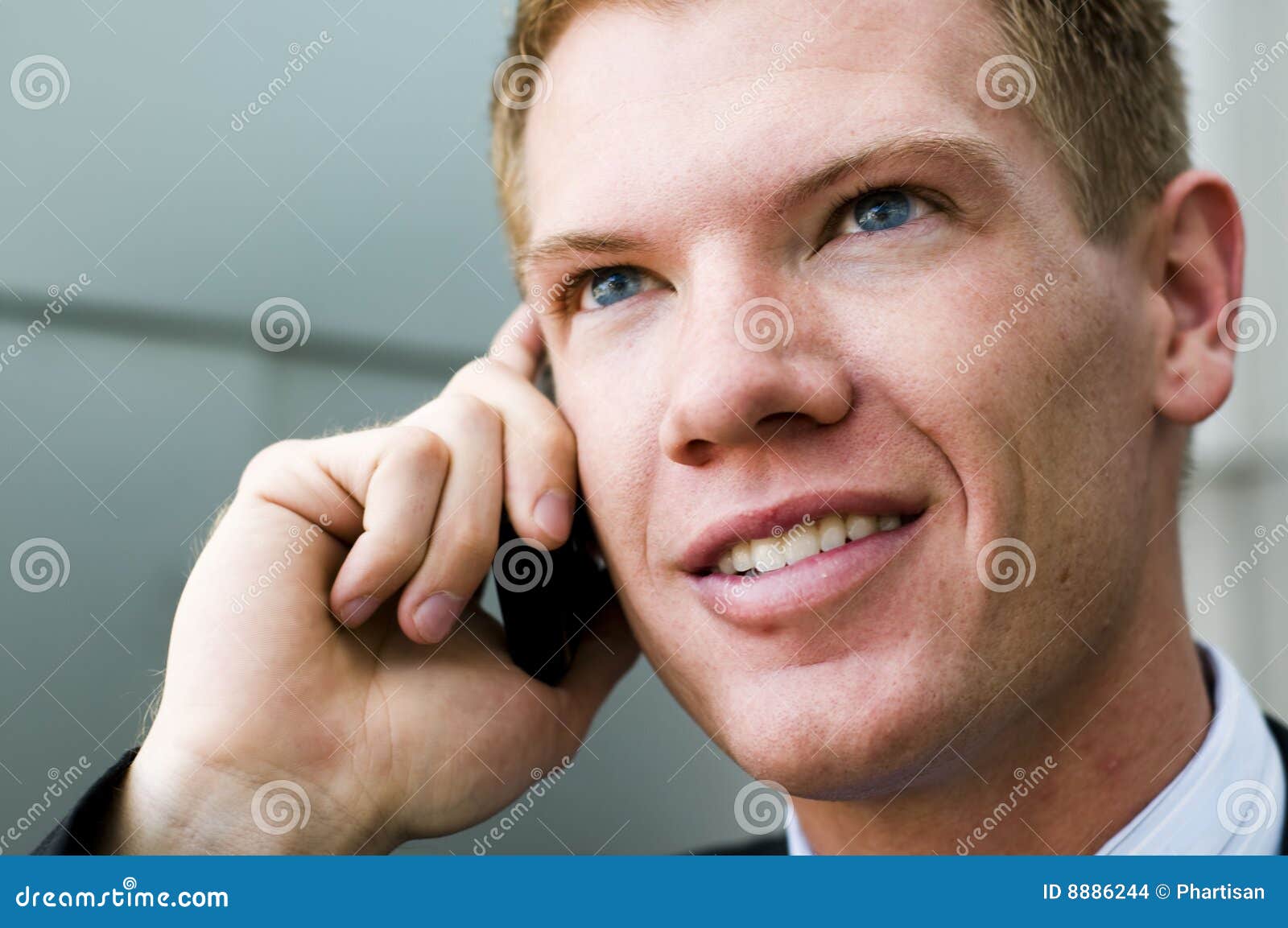Man with Smile Talking on Cell Phone Stock Photo - Image of office ...