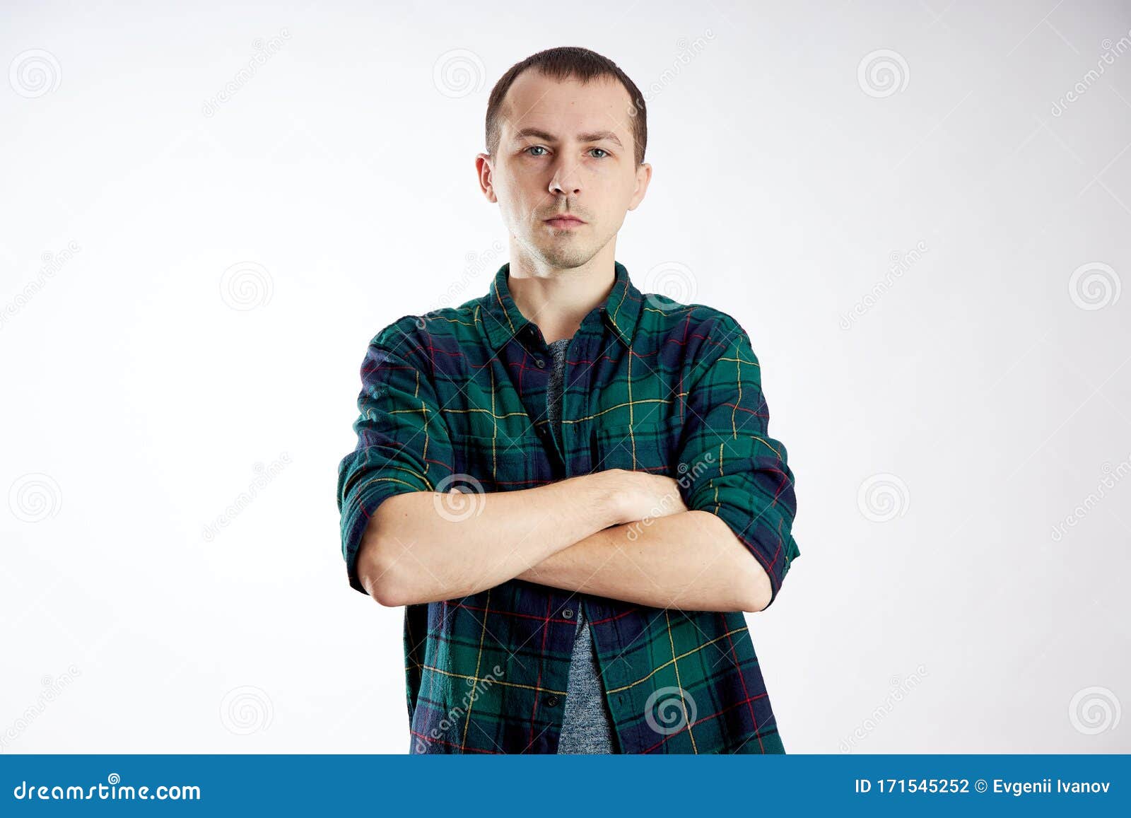 Man Smiles, a Happy Contented Face. a Guy in a Shirt Posing Stock Photo ...