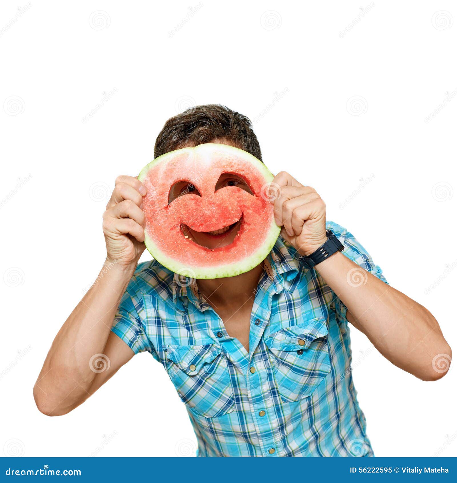Man with Smiley of Watermelon Stock Image - Image of sibling, food ...