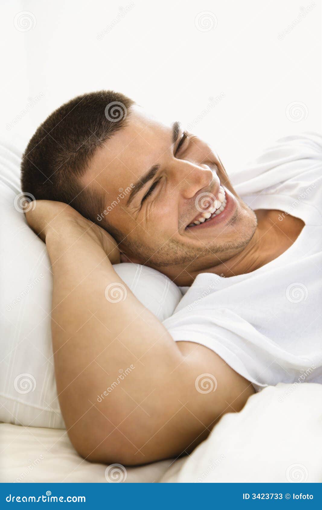 Man smiling. stock image. Image of colour, lying, portrait - 3423733