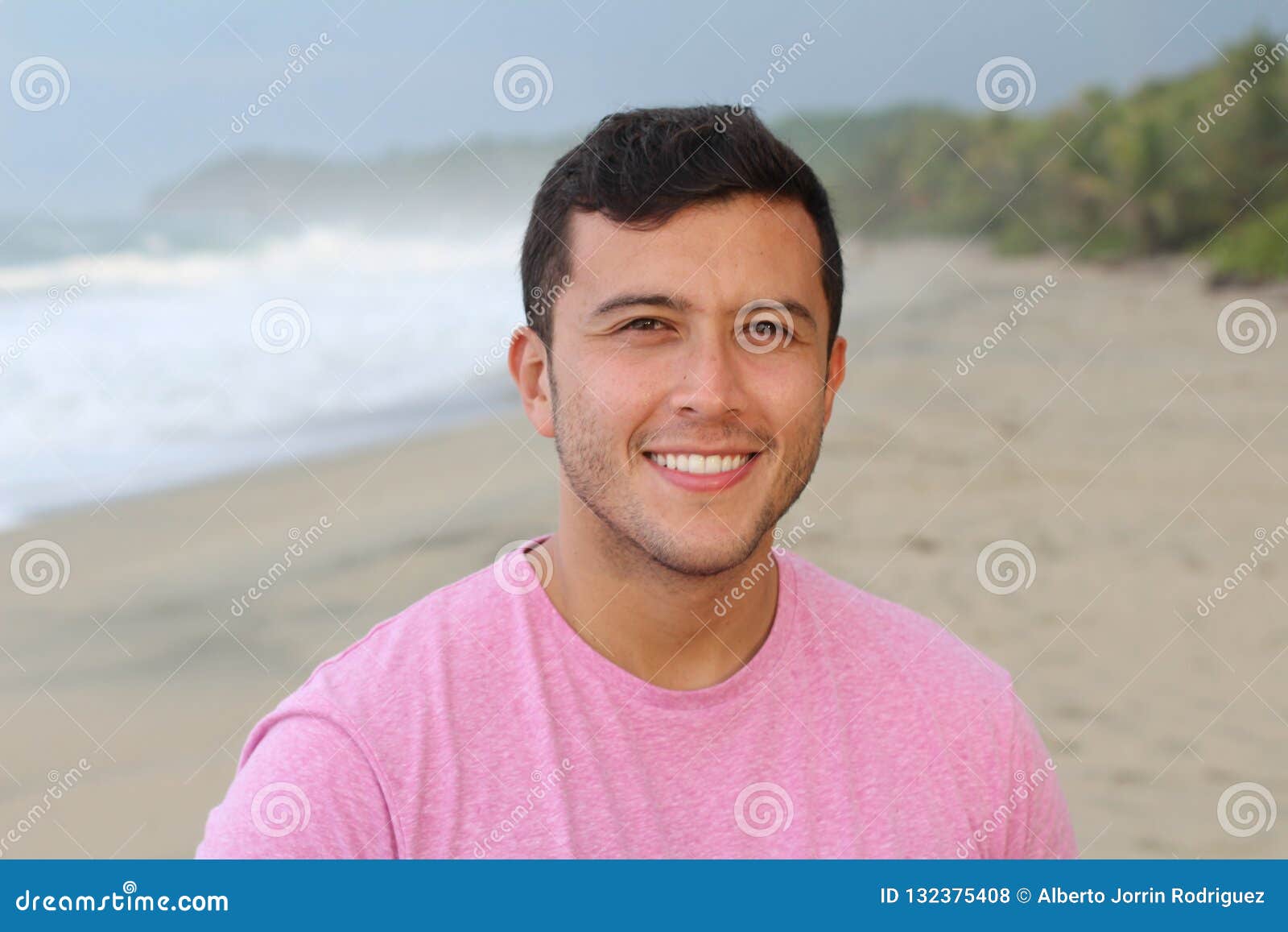 Man Smiling at the Beach with Copy Space Stock Photo - Image of ethnic ...