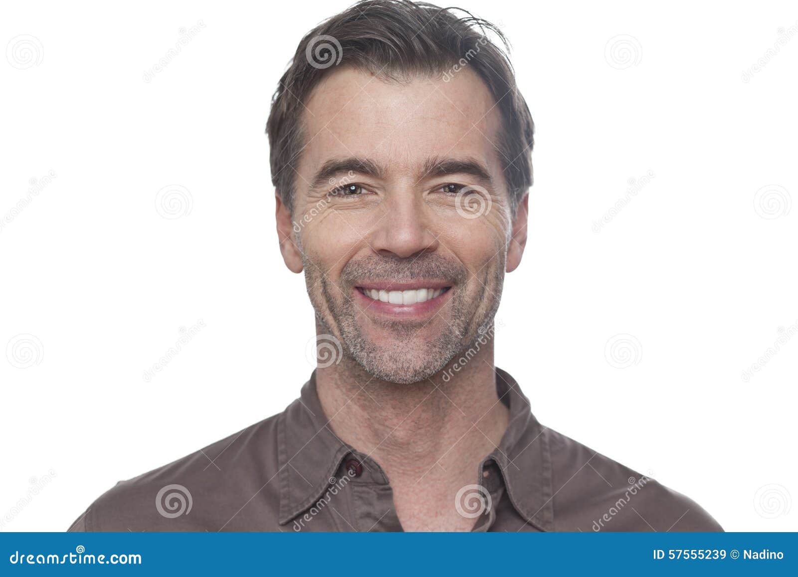 Man Smiling at the Camera Isolated on White Stock Image - Image of ...