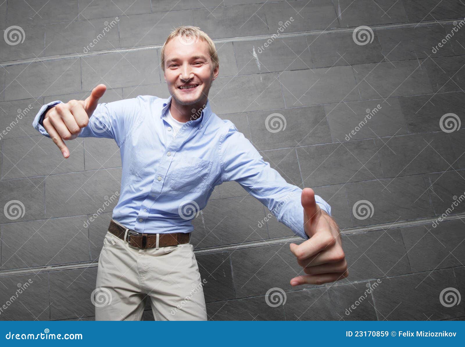 Man Smiling and Gesturing with Hands Stock Image - Image of adult, male ...