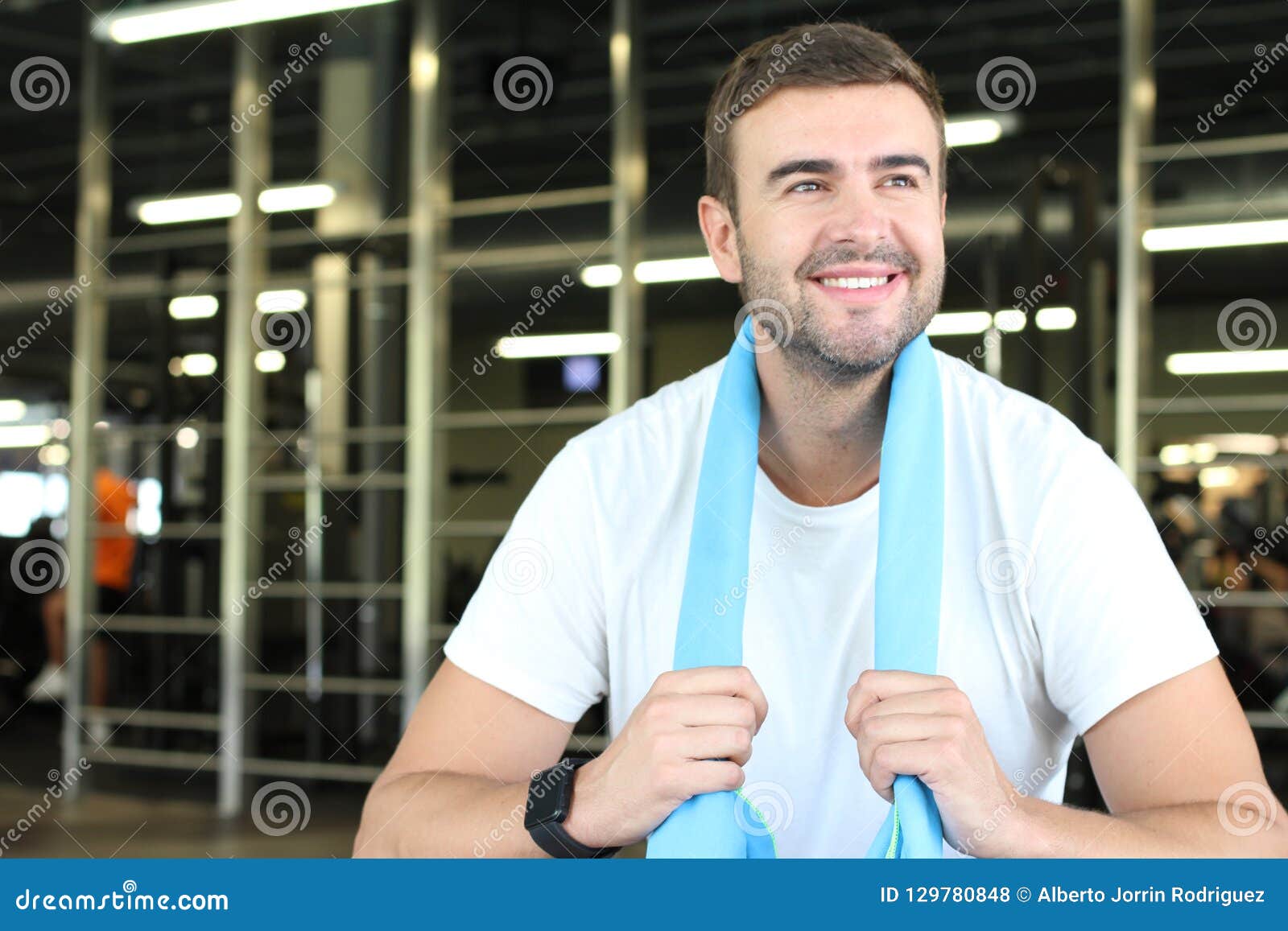 Man smiling at the gym stock photo. Image of british - 129780848