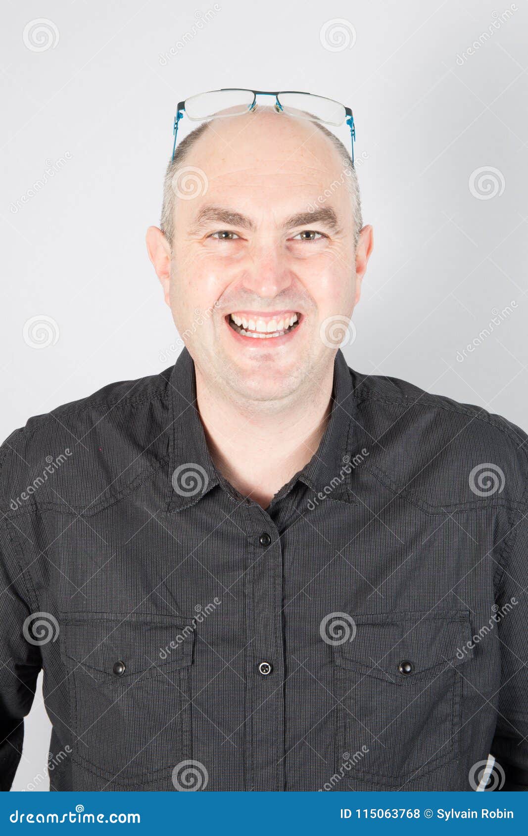 Man Smiling Happiness Portrait with Glasses Stock Photo - Image of ...