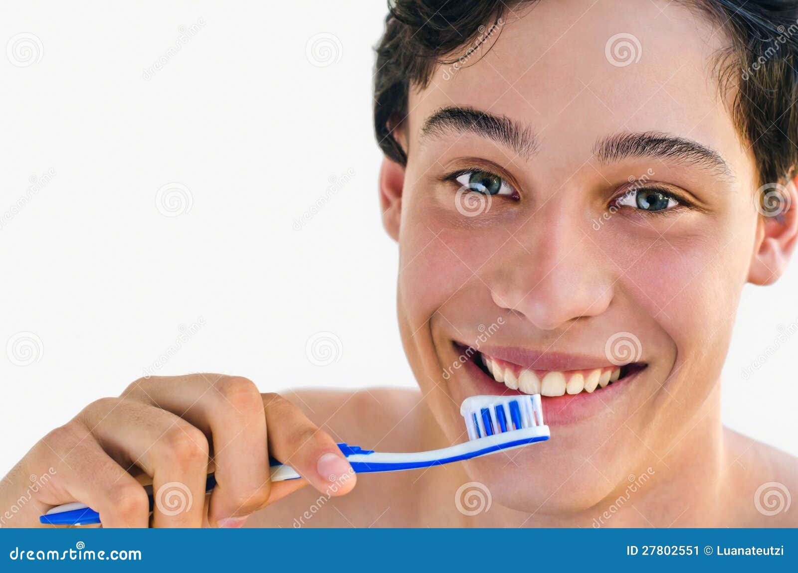 Man Smiling and Holding a Toothbrush Stock Image - Image of holding ...