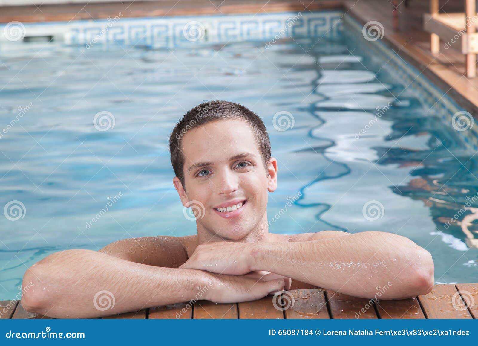 Man Smiling Inside the Pool Stock Photo - Image of people, smiling ...
