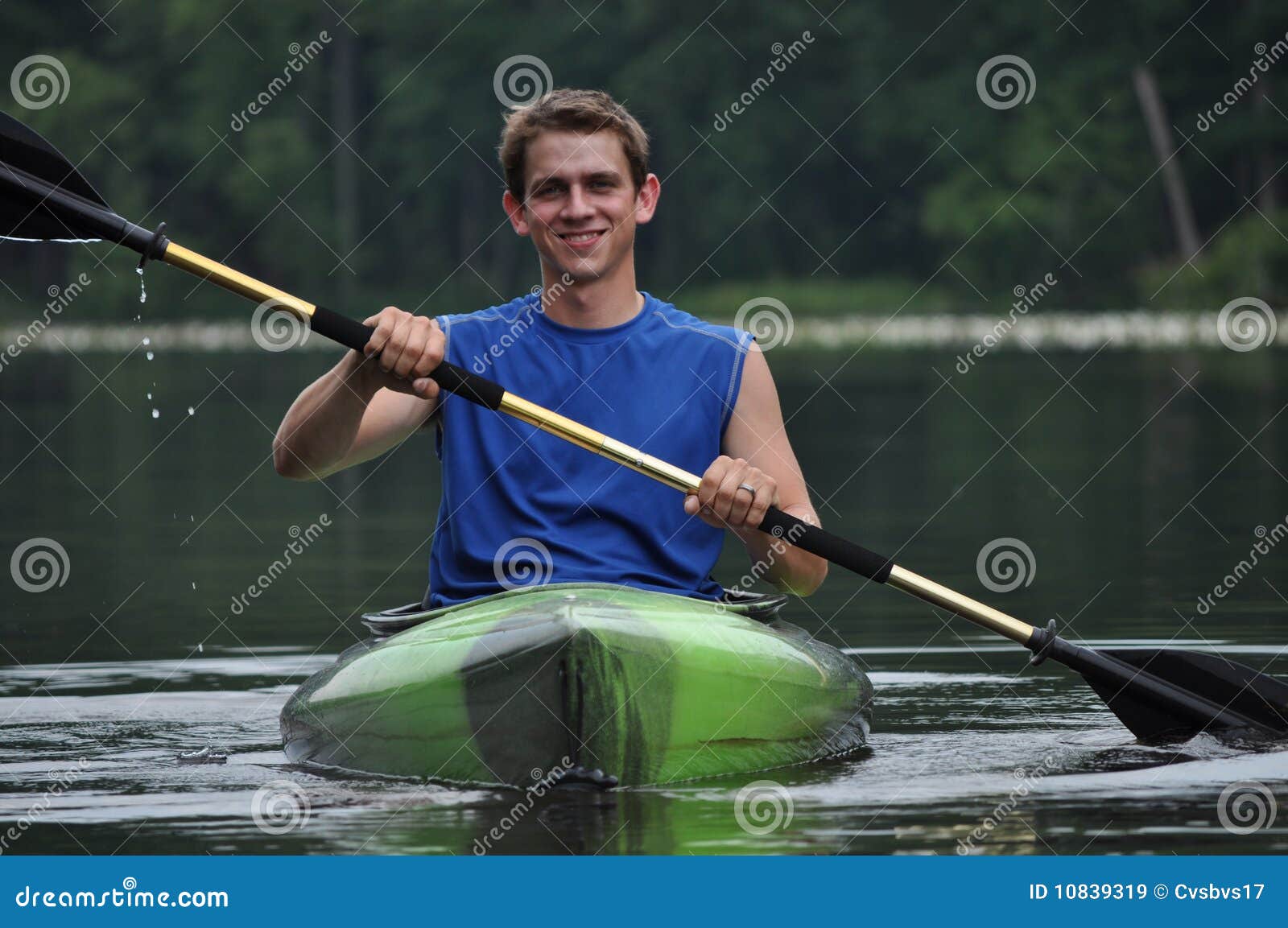 Man Smiling on Kayak stock image. Image of action, kayaking - 10839319