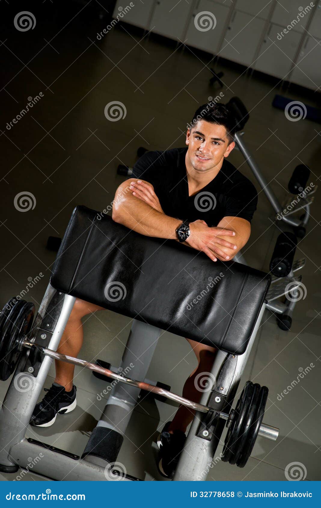 Man is Smiling and Looking at the Camera in Gym Stock Photo - Image of ...