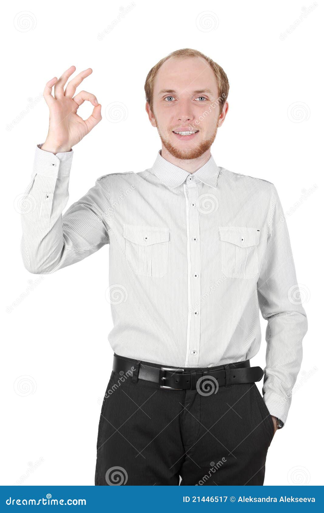 Man Smiling and Making Ok Gesture Isolated Stock Image - Image of ...
