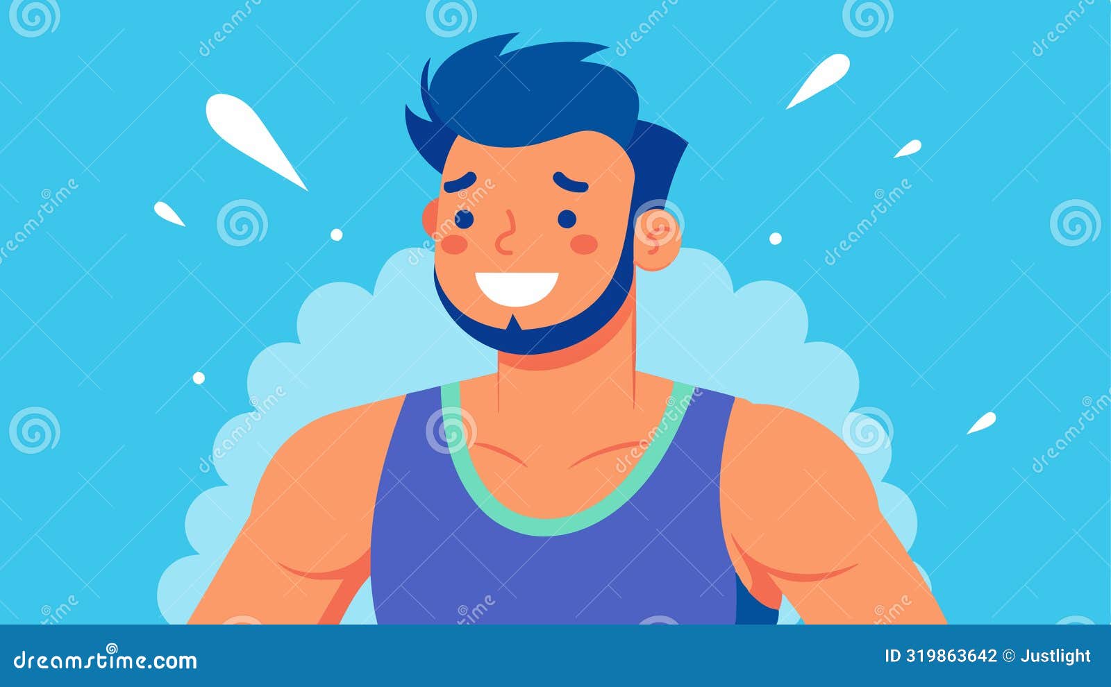 A Man Smiling and Sweating after a Moderate Workout Rejecting the Idea ...