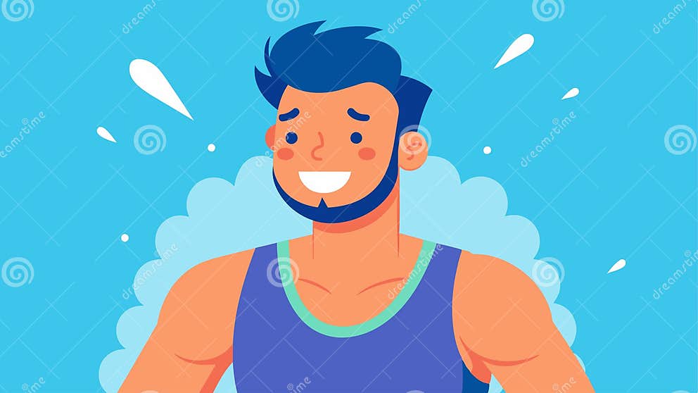 A Man Smiling and Sweating after a Moderate Workout Rejecting the Idea ...