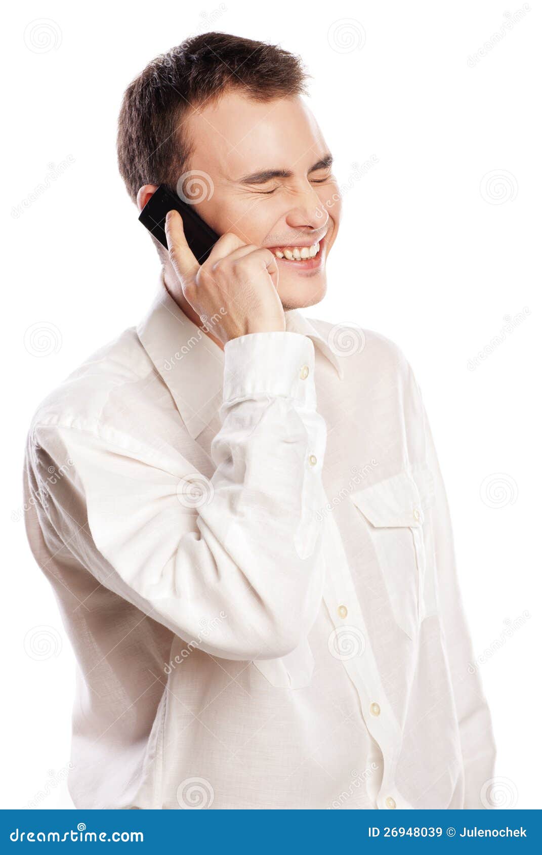Man Smiling and Talking on Phone Isolated Stock Image - Image of ...