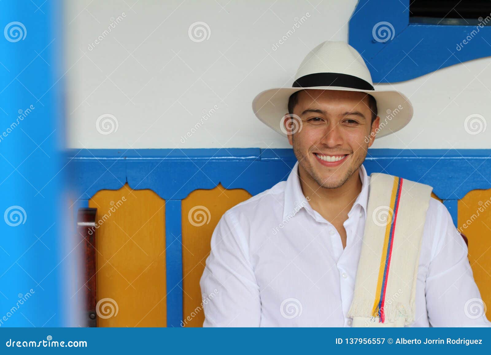 Man Smiling in Typical Colonial House Stock Image - Image of historic ...