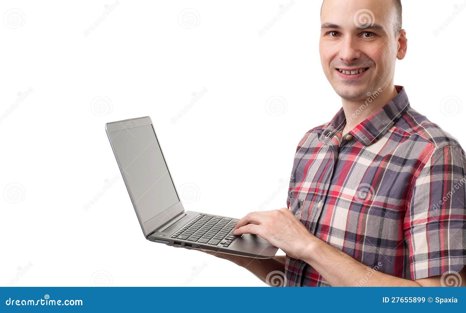 Man smiling using laptop stock image. Image of internet - 27655899
