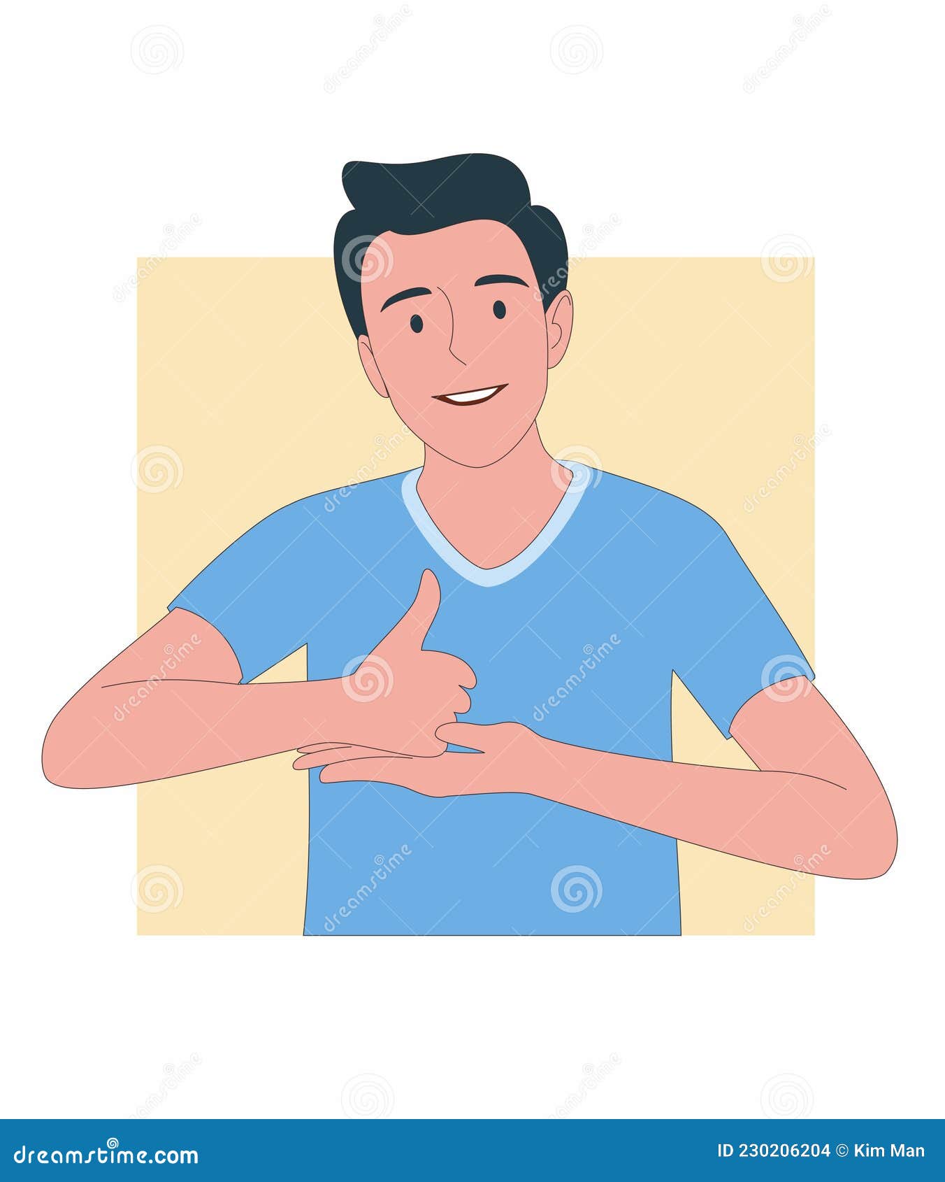 Man Smiling Using Sign Language. Vector Illustration Stock Vector ...