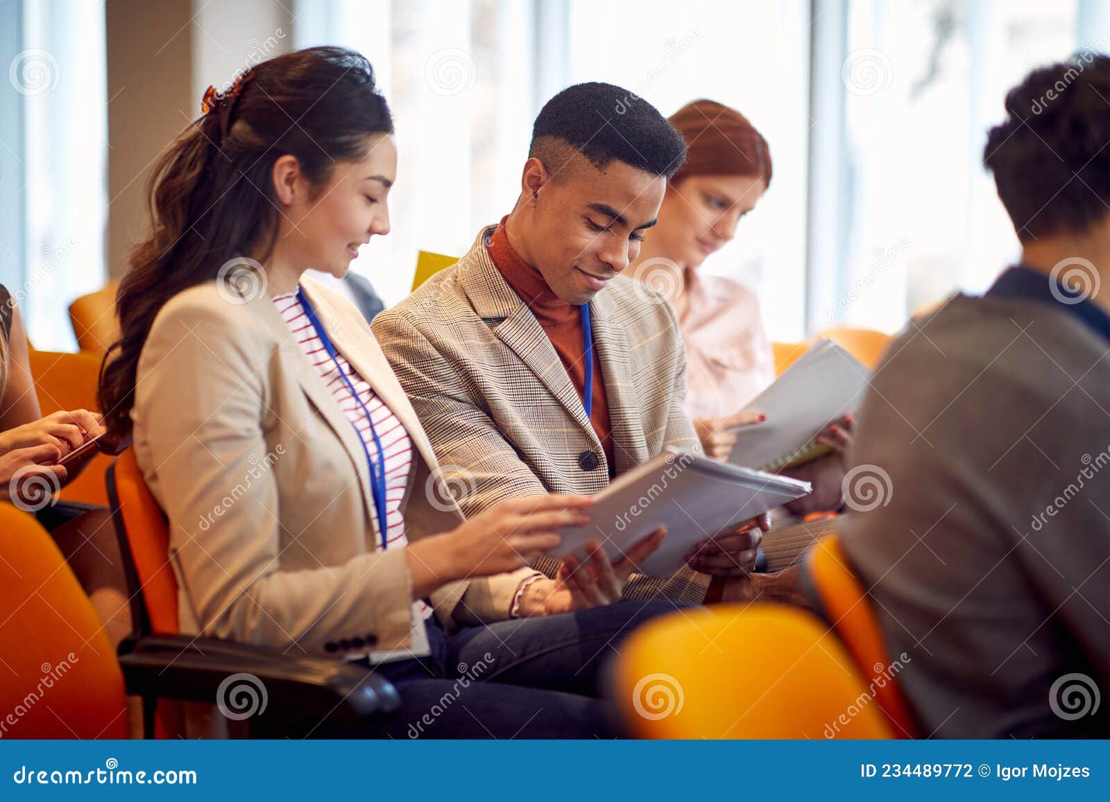 Man Smiling after Well Done Presentation Stock Photo - Image of ...