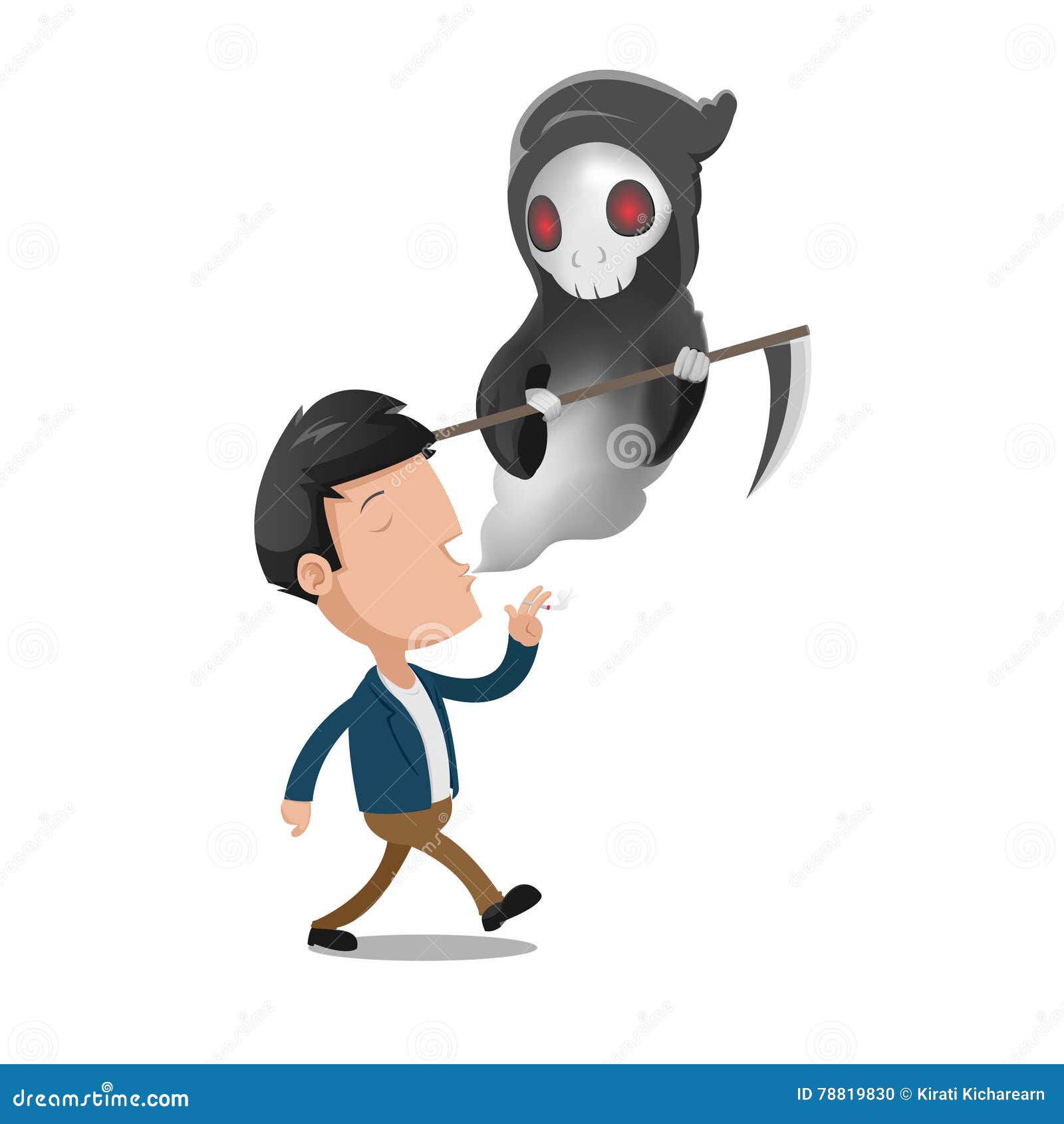 Man Smoke Devil Cartoon Dead Vector Stock Vector - Illustration of ...