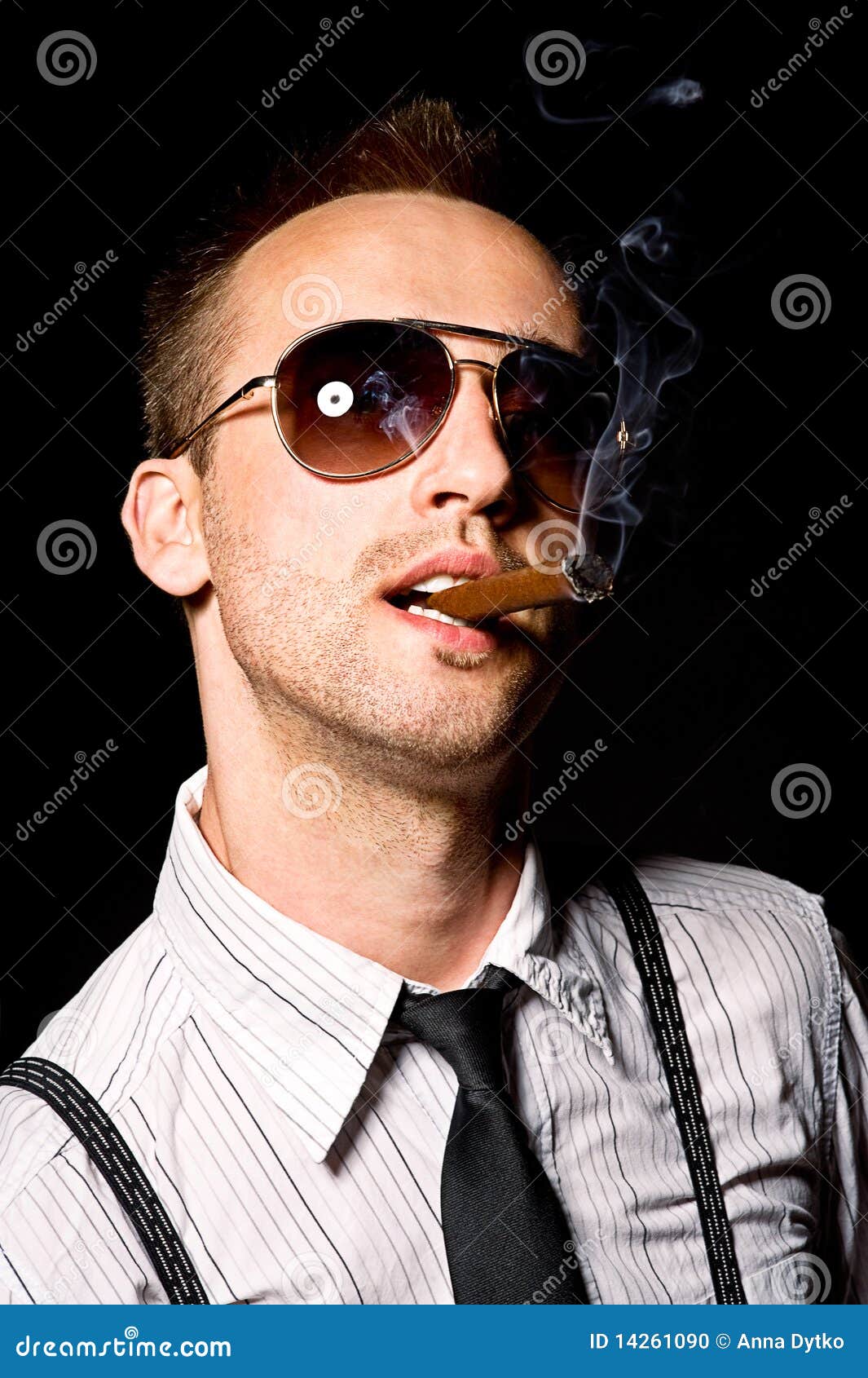 Man smoking cigar stock photo. Image of addiction, success - 14261090
