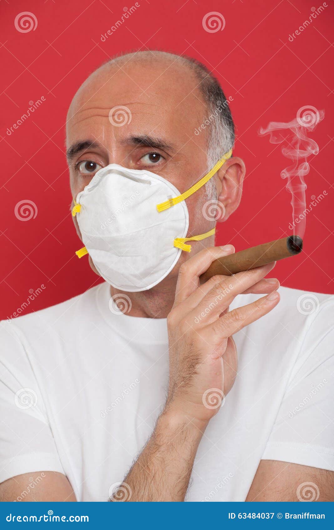 Man Smoking a Cigar Wearing a Mask Stock Image - Image of cigar ...