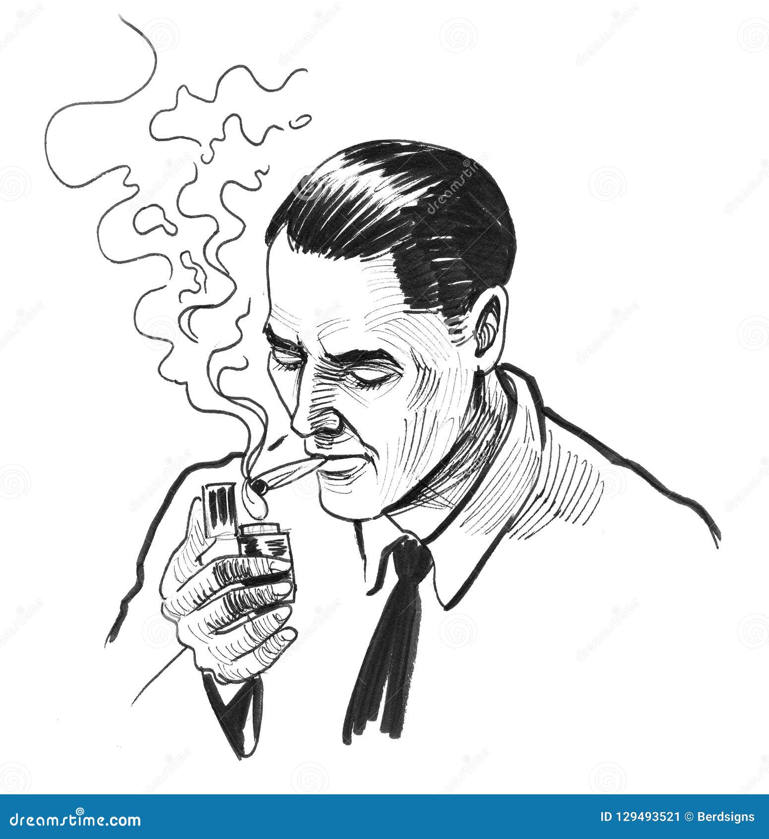 Man with a Smoking Cigarette Stock Illustration - Illustration of ...