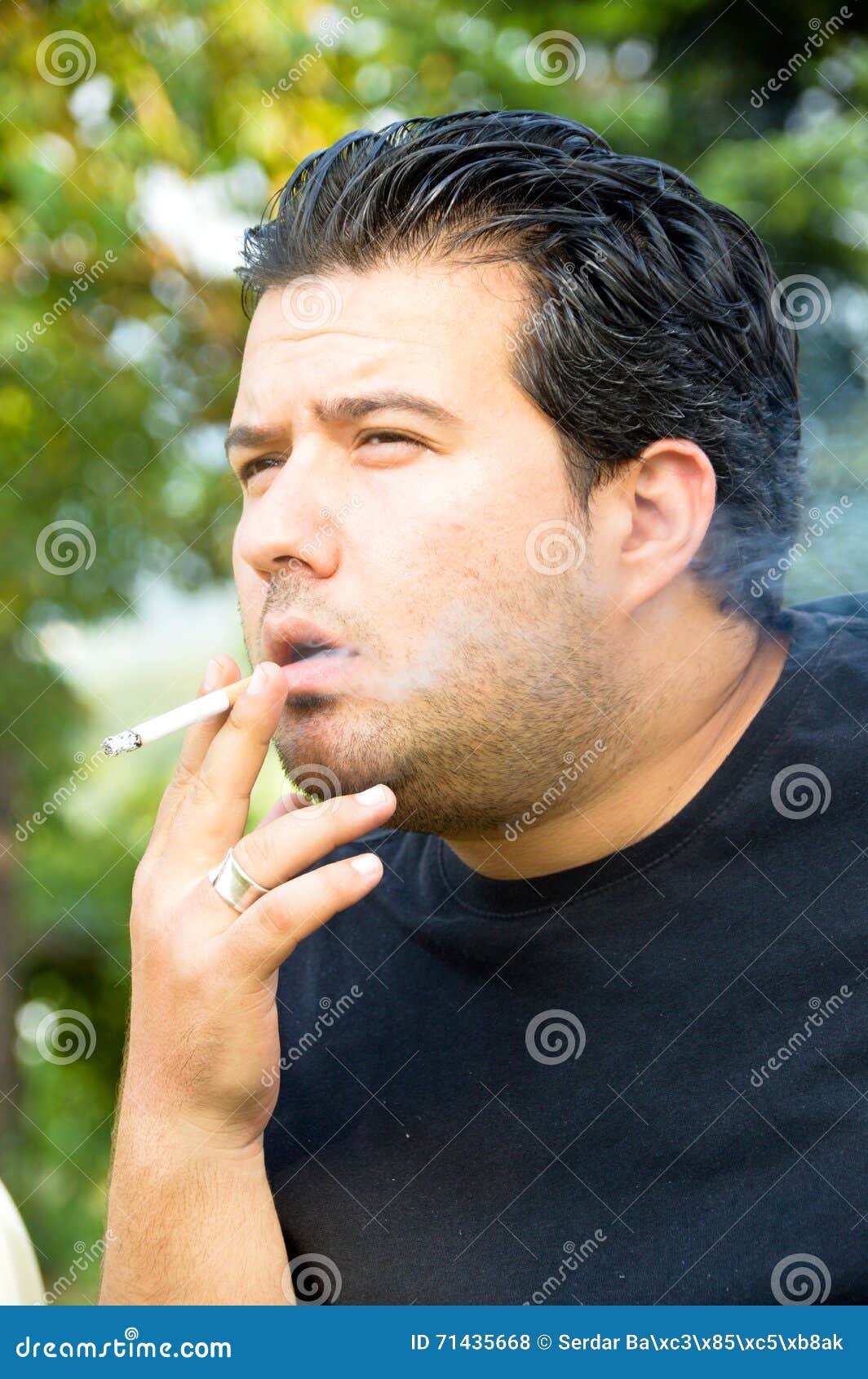 Man smoking cigarette stock photo. Image of addict, health - 71435668