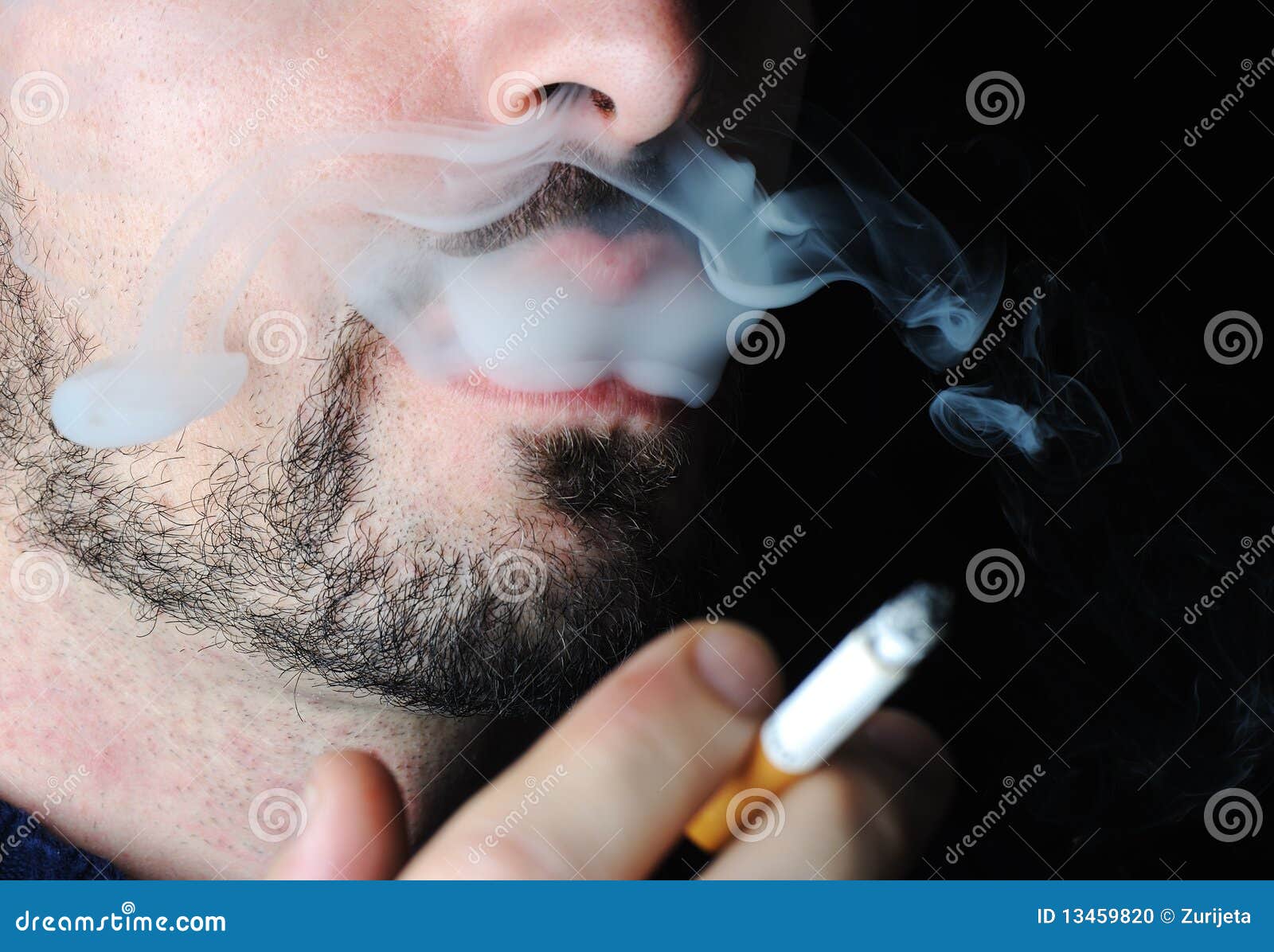 Man Smoking in Dark with Visible Stock Photo - Image of black, cancer ...