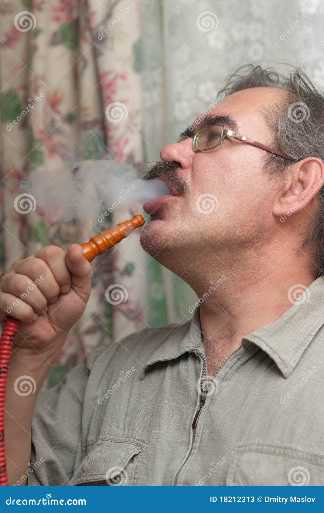 Man smoking a hookah stock image. Image of mouth, leisure - 18212313