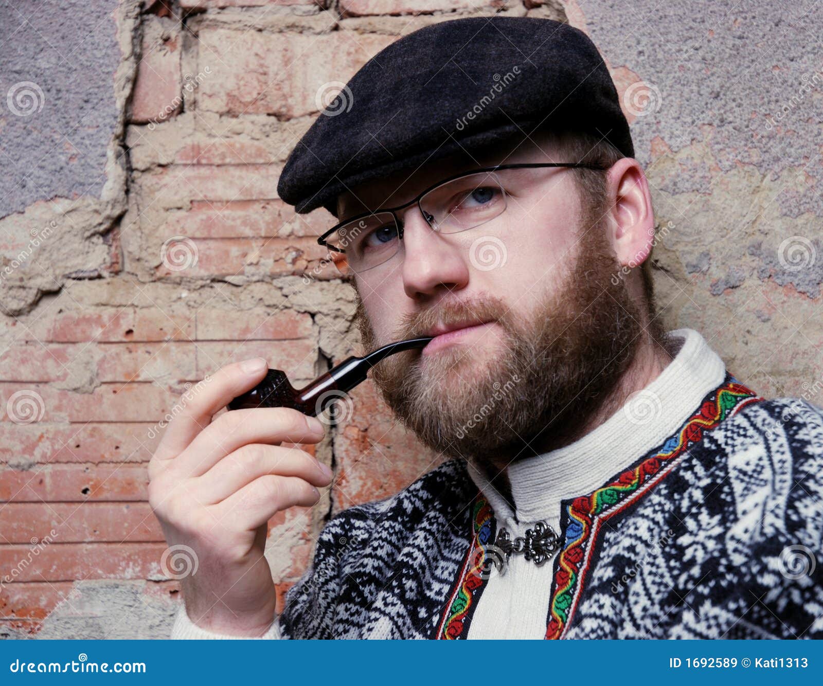 Man with smoking pipe stock image. Image of serious, smokes - 1692589