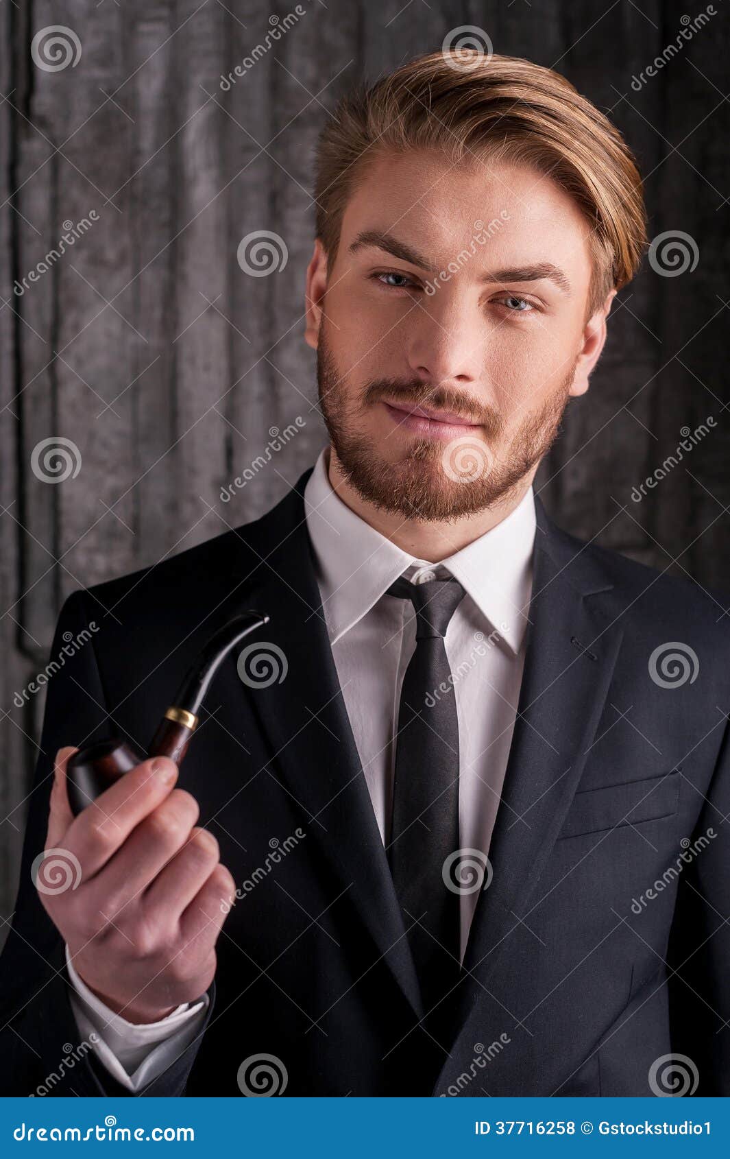 Man with a smoking pipe. stock photo. Image of concepts - 37716258
