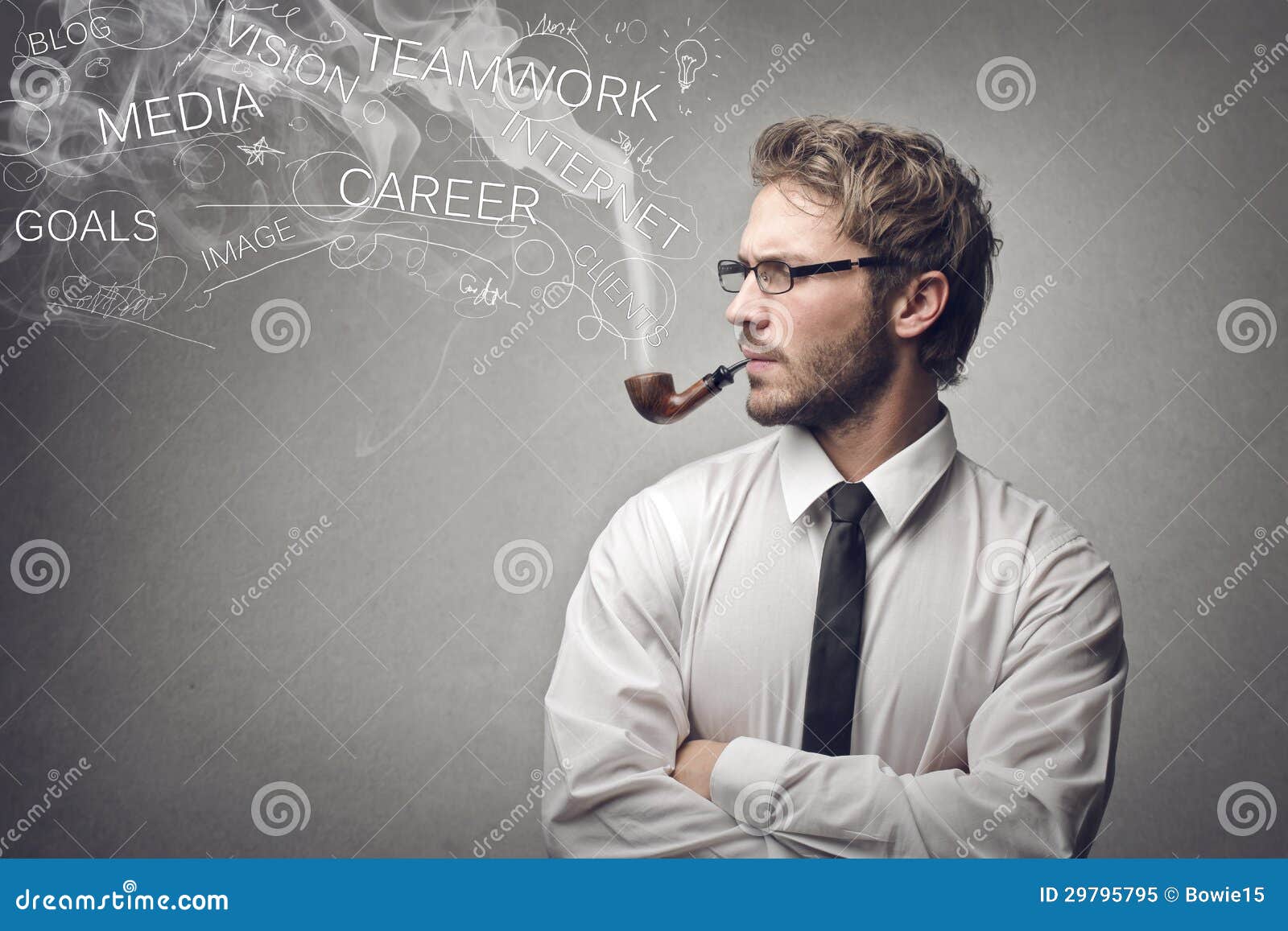 Man smoking a pipe stock image. Image of glasses, fashion - 29795795