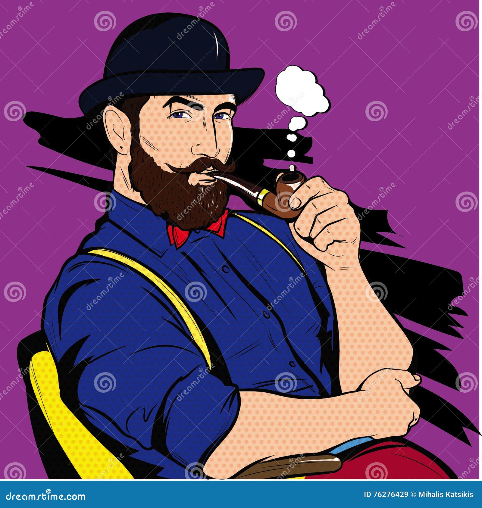 Man Smoking Pipe Vector Pop Art Stock Illustration - Illustration of ...