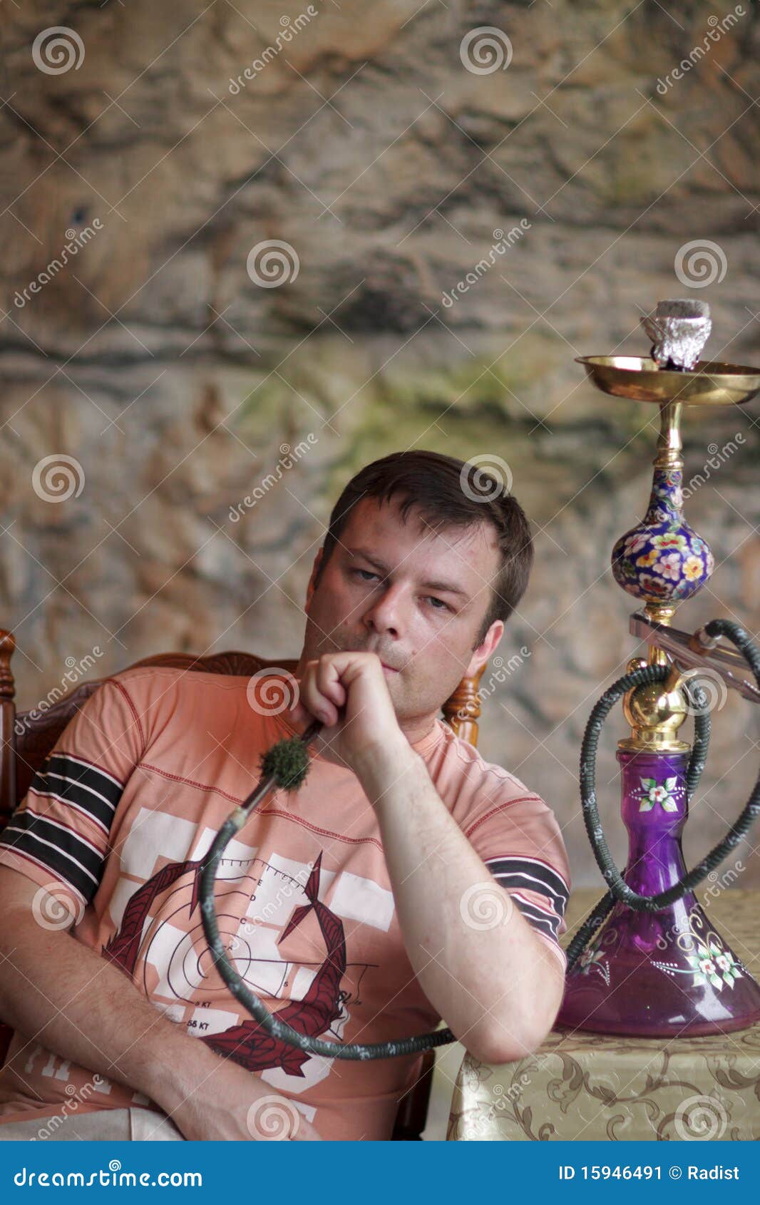 Man Is Smoking Shisha Stock Image Image Of Face Nicotine 15946491